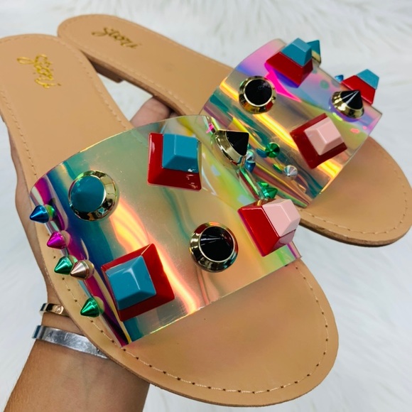 Shoes | Iridescent Multi Stoned Sandal | Poshmark